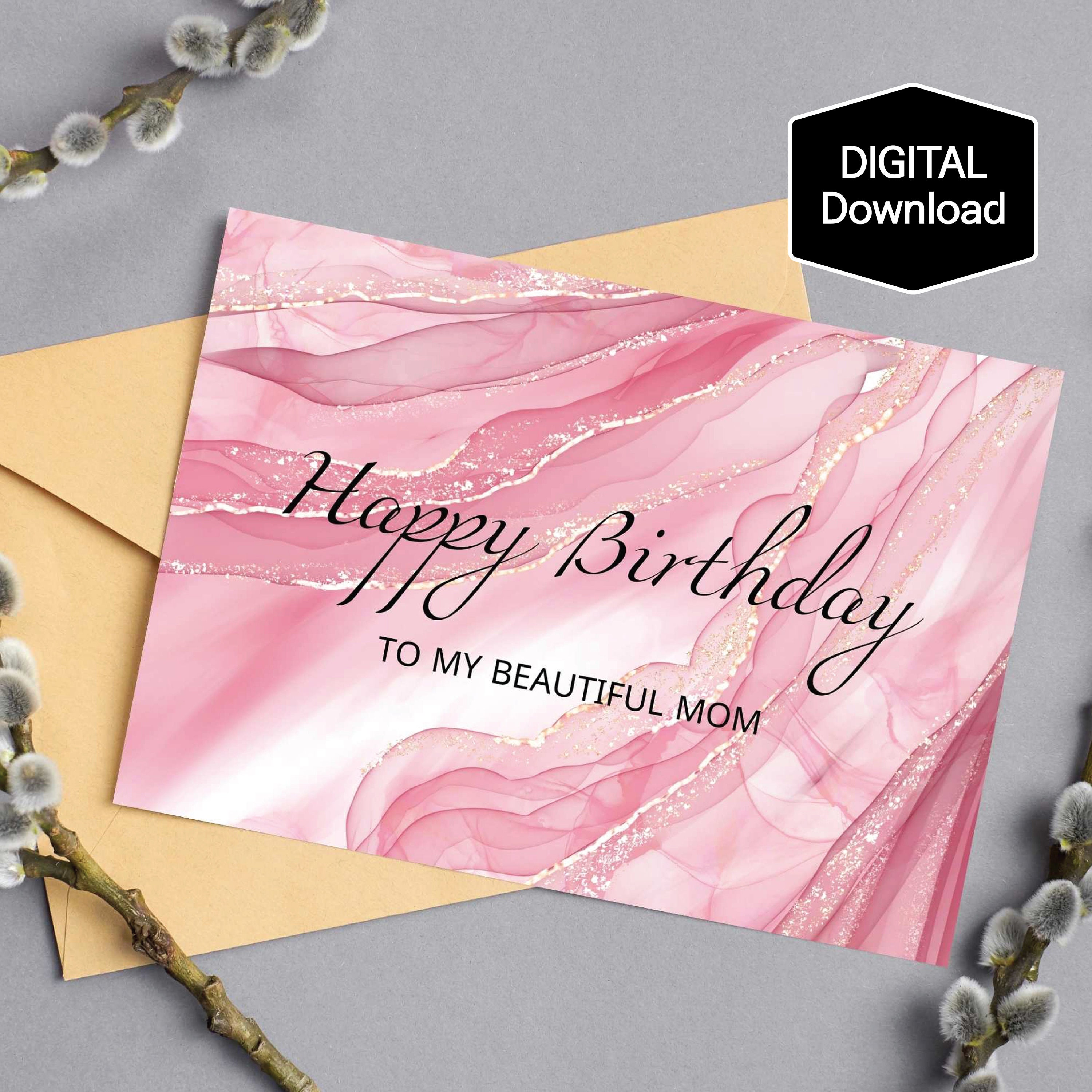Printable Marble Birthday Card for Mom,pink & Gold Happy Birthday to My ...