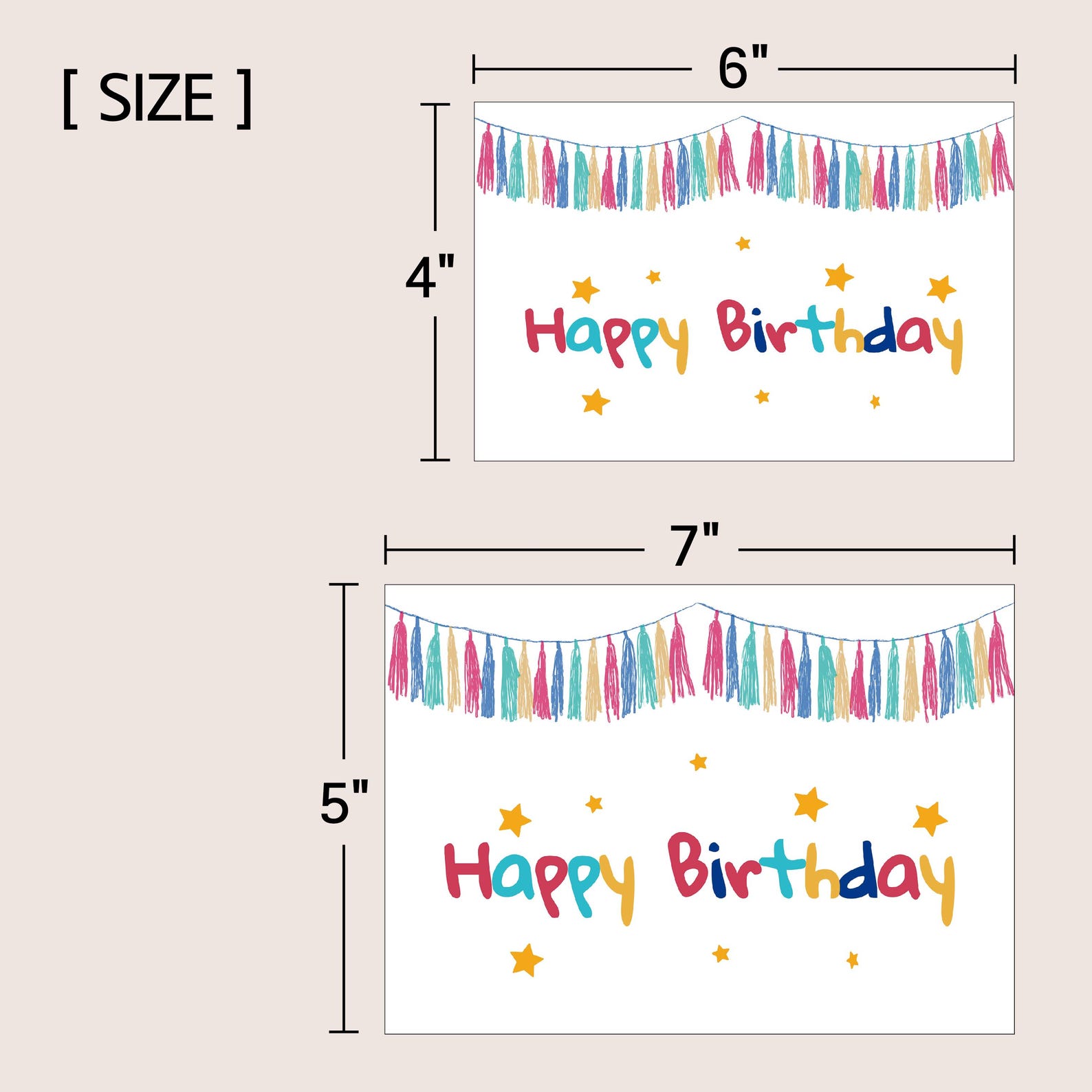 Printable Happy Birthday Card for Kids, Tassel Birthday Card, Star Kids ...
