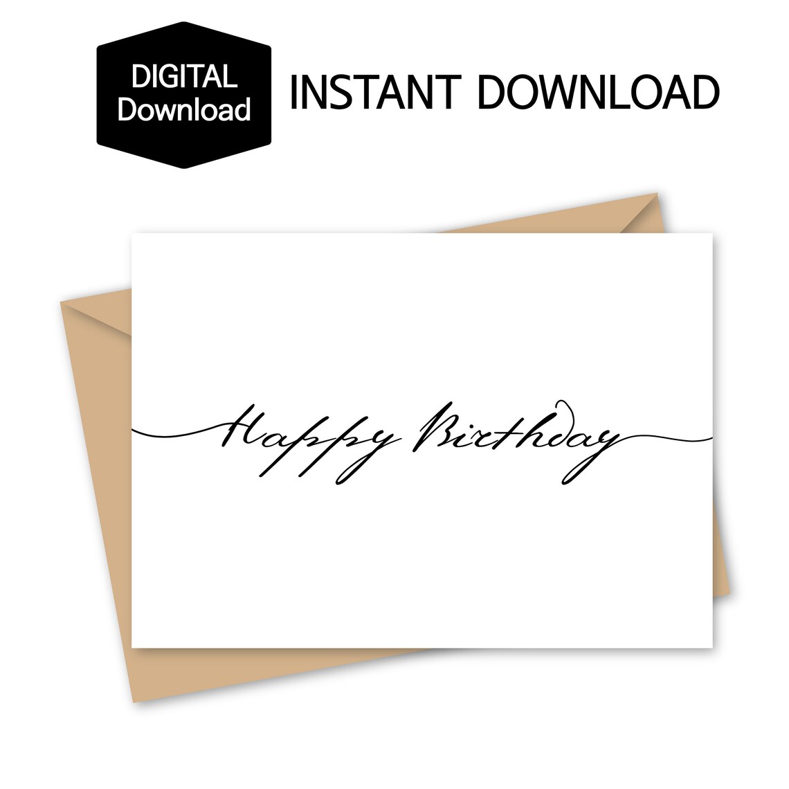 PRINTABLE Simple Happy Birthday Card,minimalist Birthday Card,modern ...