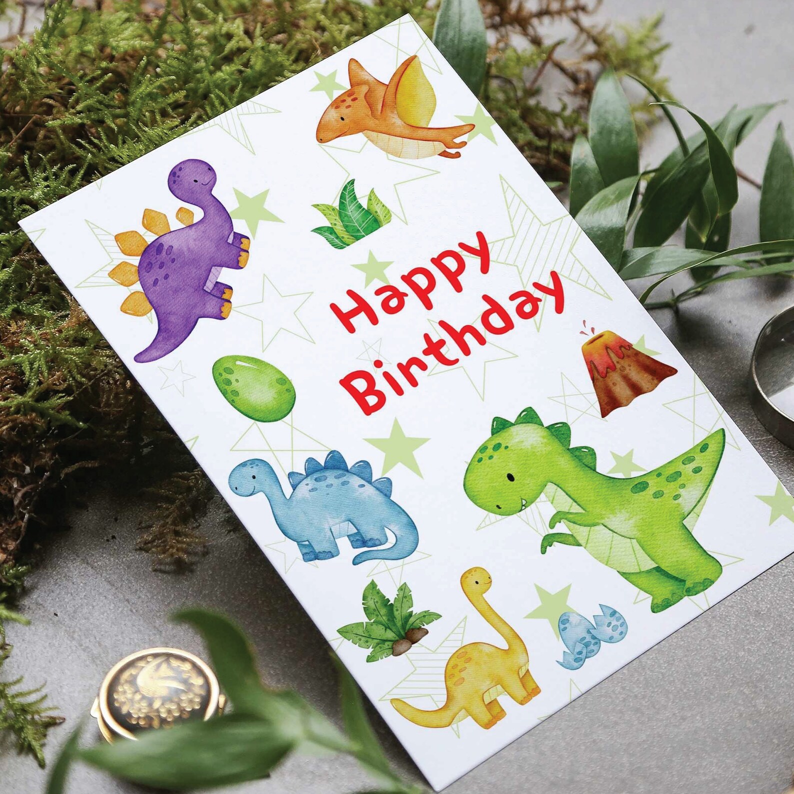 Printable Dinosaur Birthday Card for Kids,dino Card,t Rex/ Stegosaurus ...