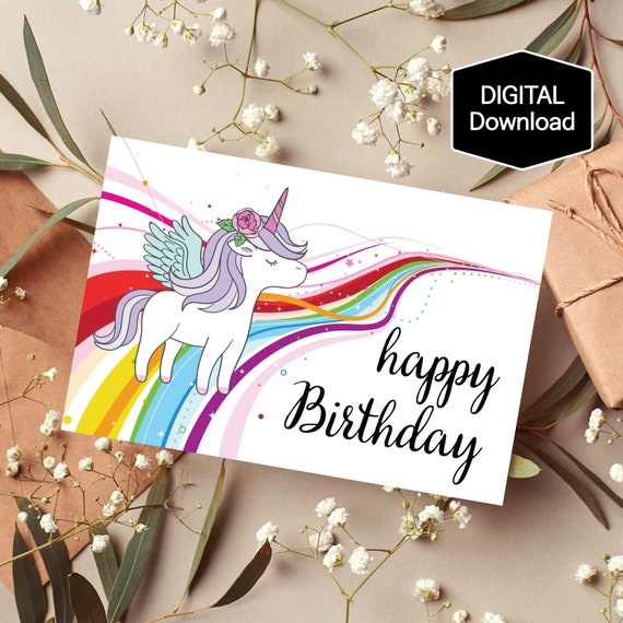 Printable Unicorn Birthday Cardmagical Unicorn Card for | Etsy