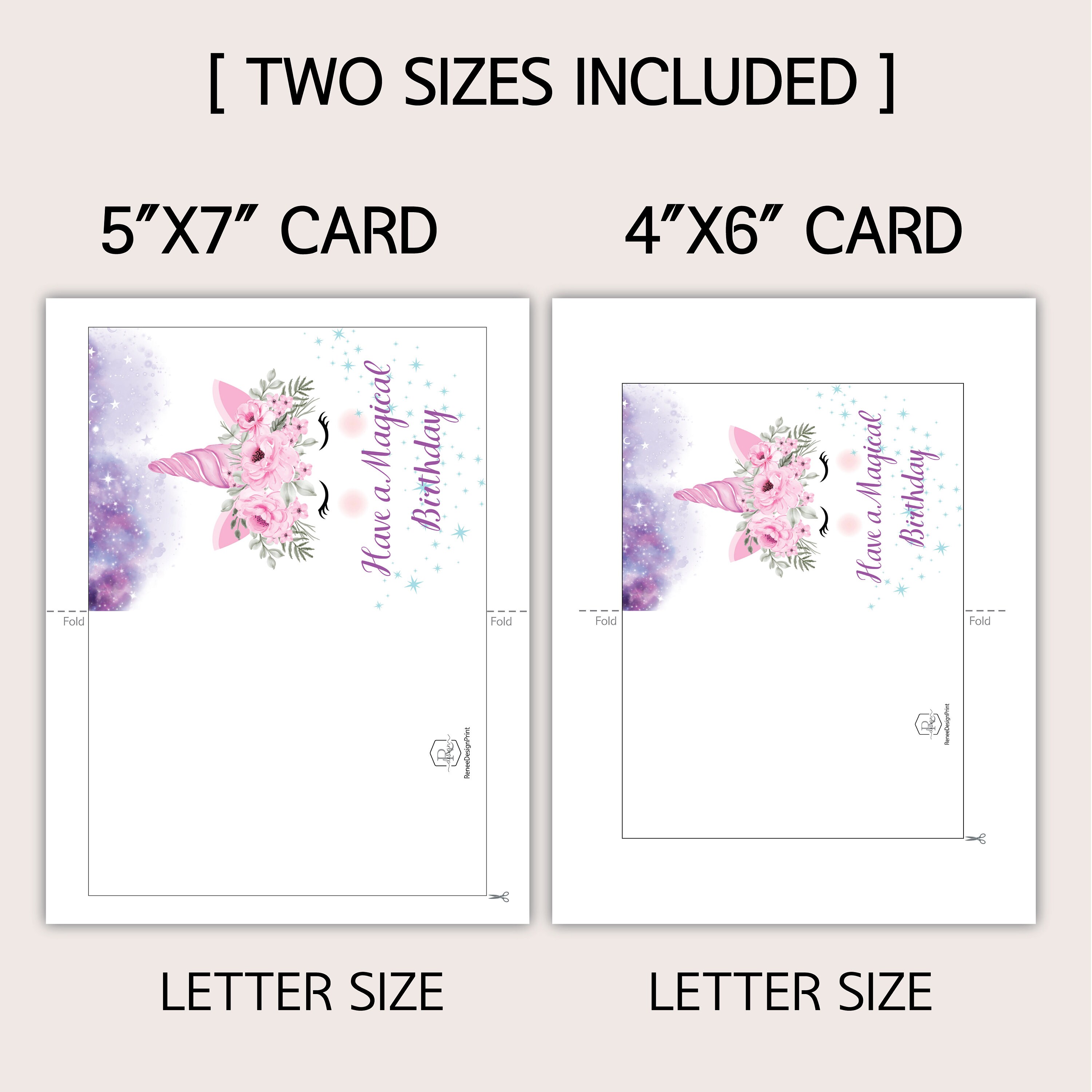Printable Unicorn Birthday Card for Girl,magical Unicorn Card for Kids ...
