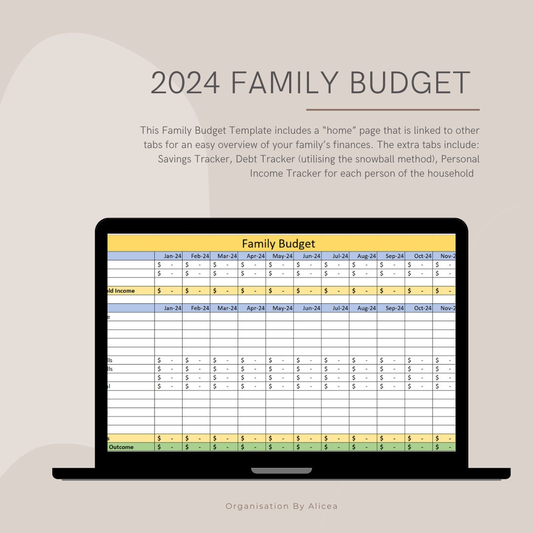 2024 Monthly Family Budget - Fully Customisable - Etsy