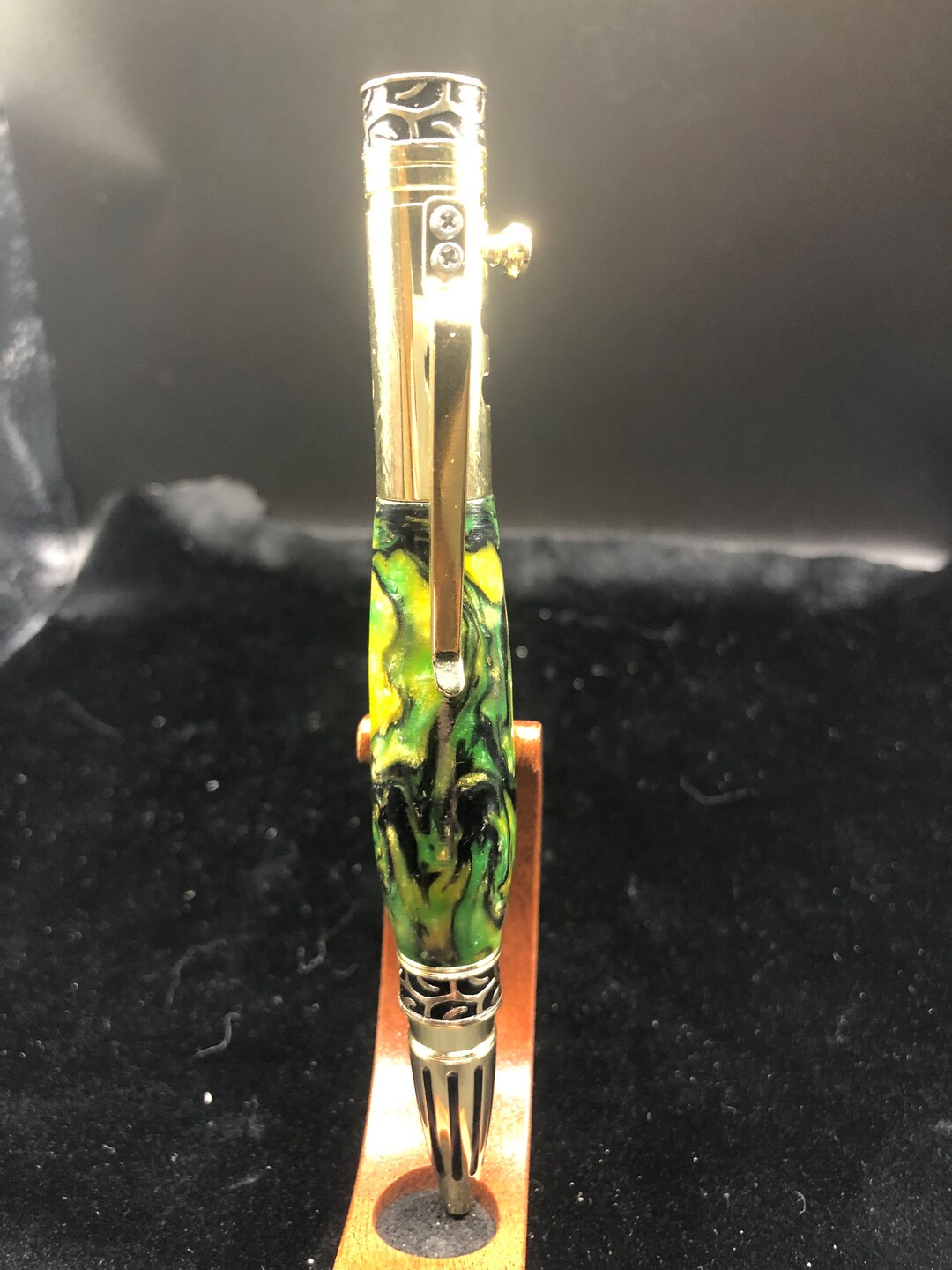 Wood/acrylic Stick Shift Pen Handmade, Wooden Pen With Stones , Exotic ...