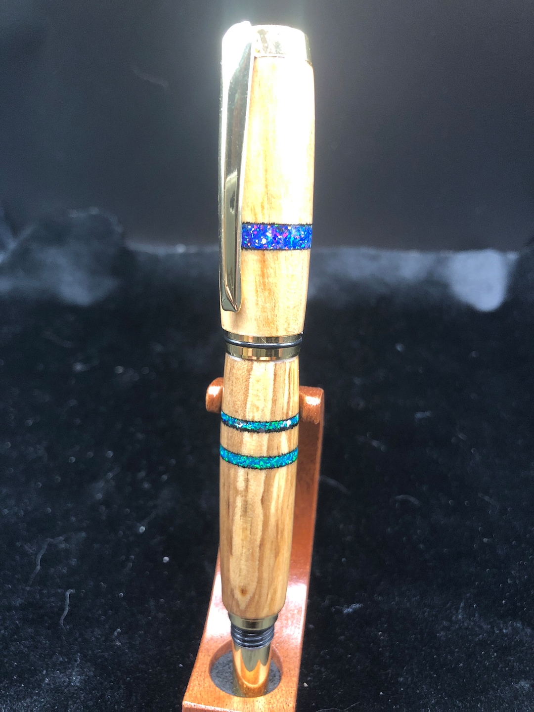 Wood Pen Handmade, Wood Pen With Opal Inlay, Wooden Pen With Stones ...