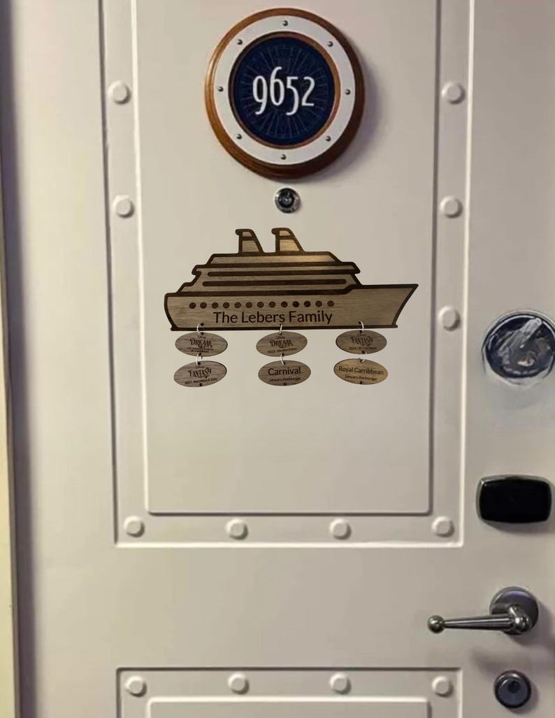 Personalized Walnut Cruise Ship Door Magnet | Family Vacation Keepsake ...