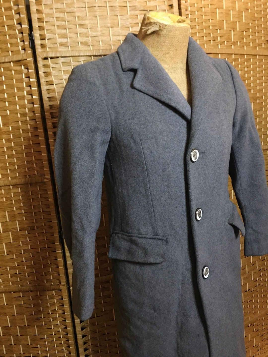Vintage // Long Coat // Cool Buttons - Etsy