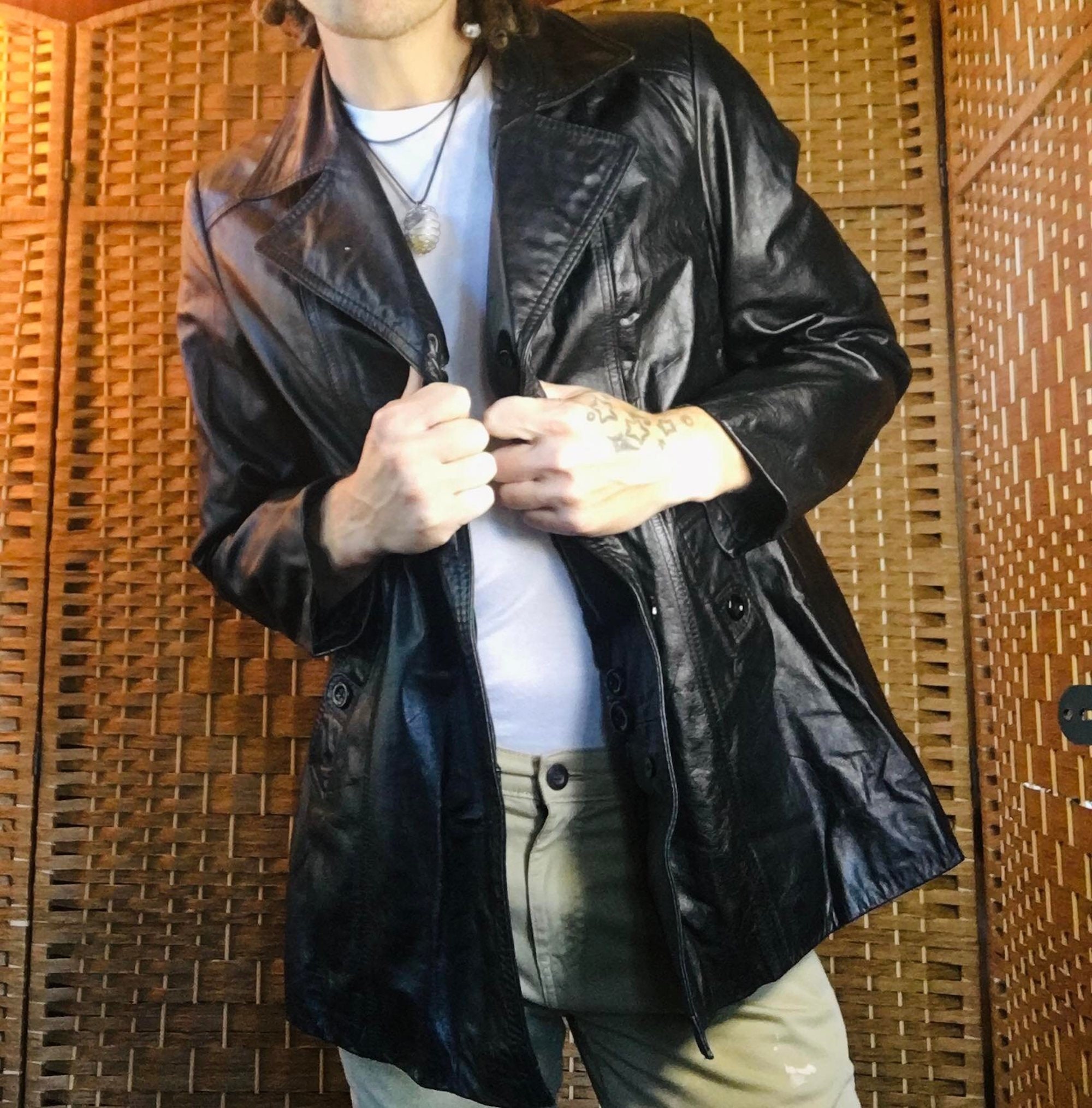 Vintage Leather Jacket Mobster - Etsy