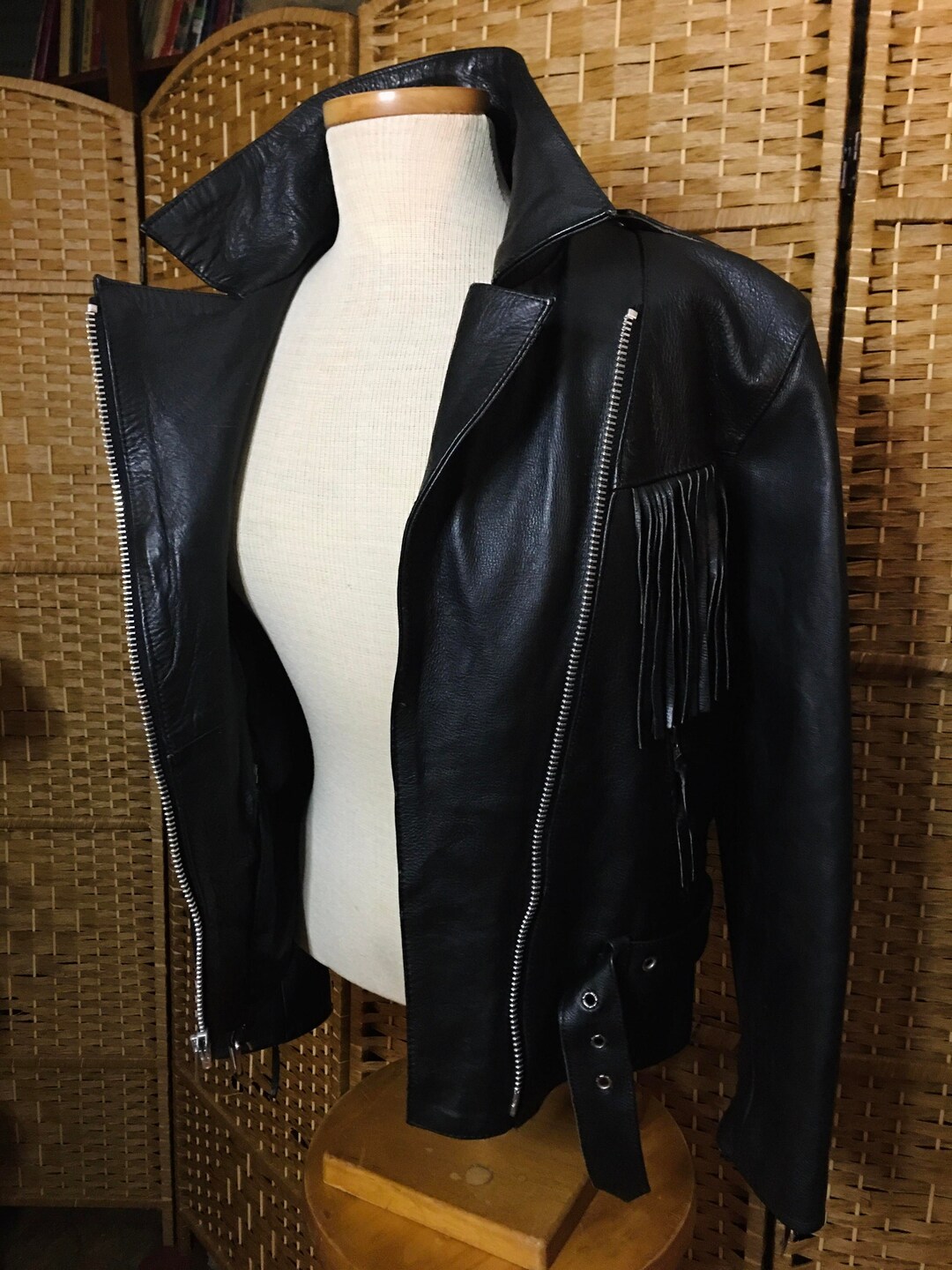 Vintage Leather / Tough Glam / Fringe / Biker Jacket - Etsy
