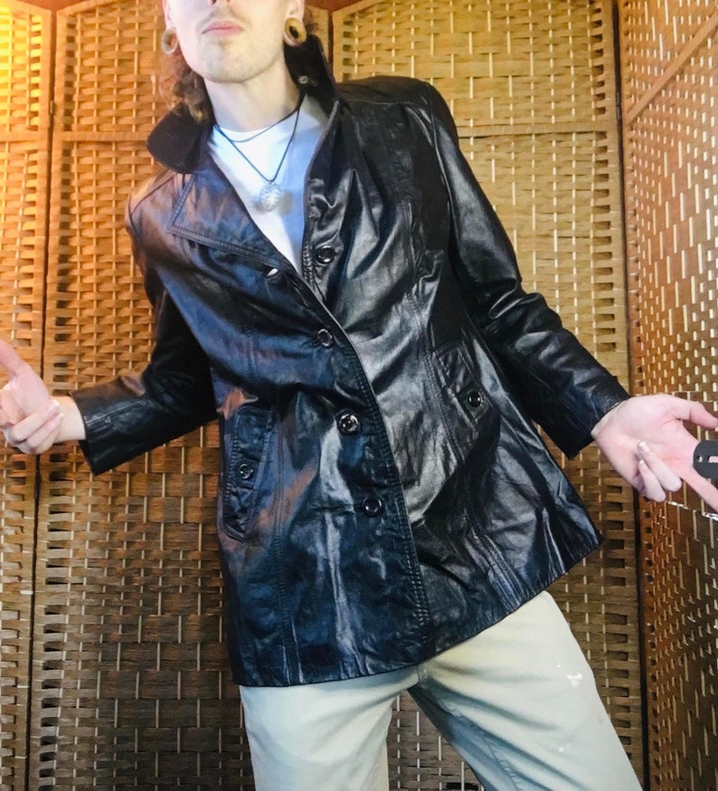 Vintage Leather Jacket Mobster - Etsy