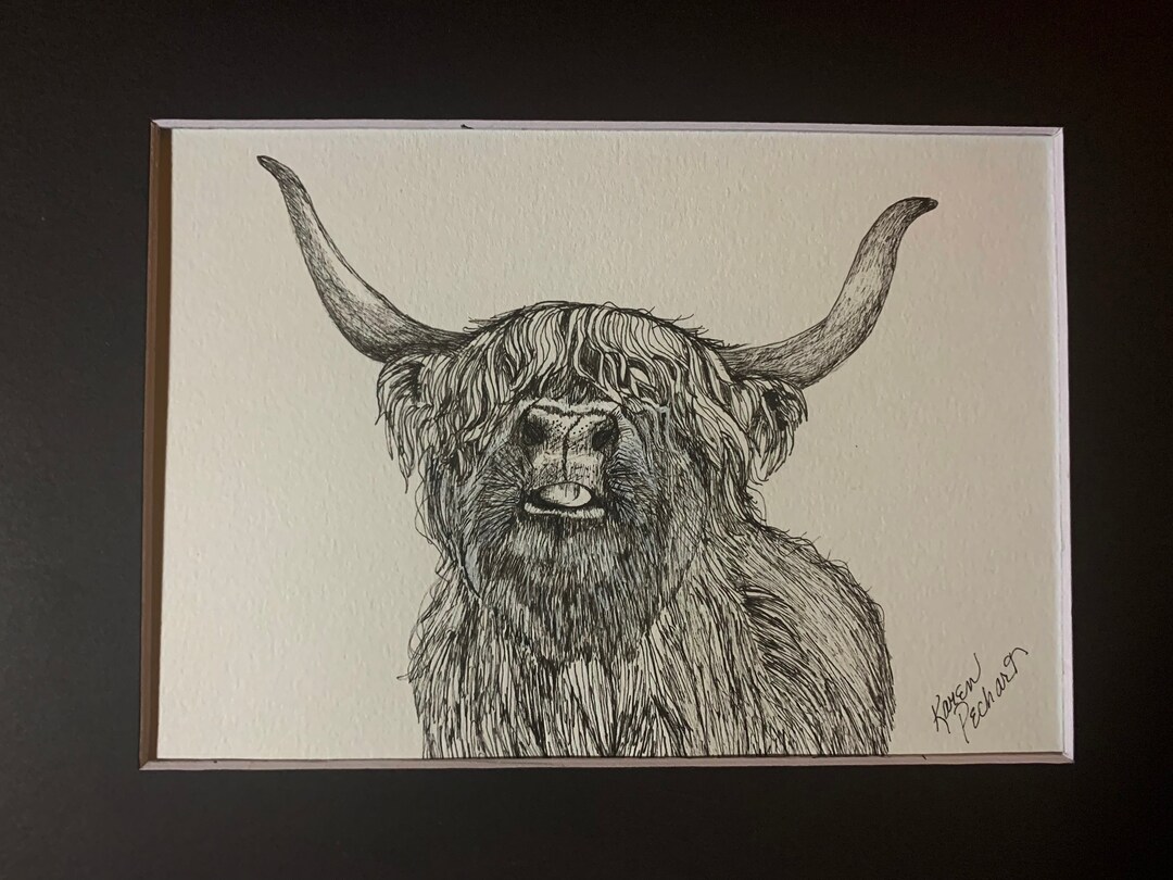 Original Pen and Ink Drawing of a Longhorn - Etsy