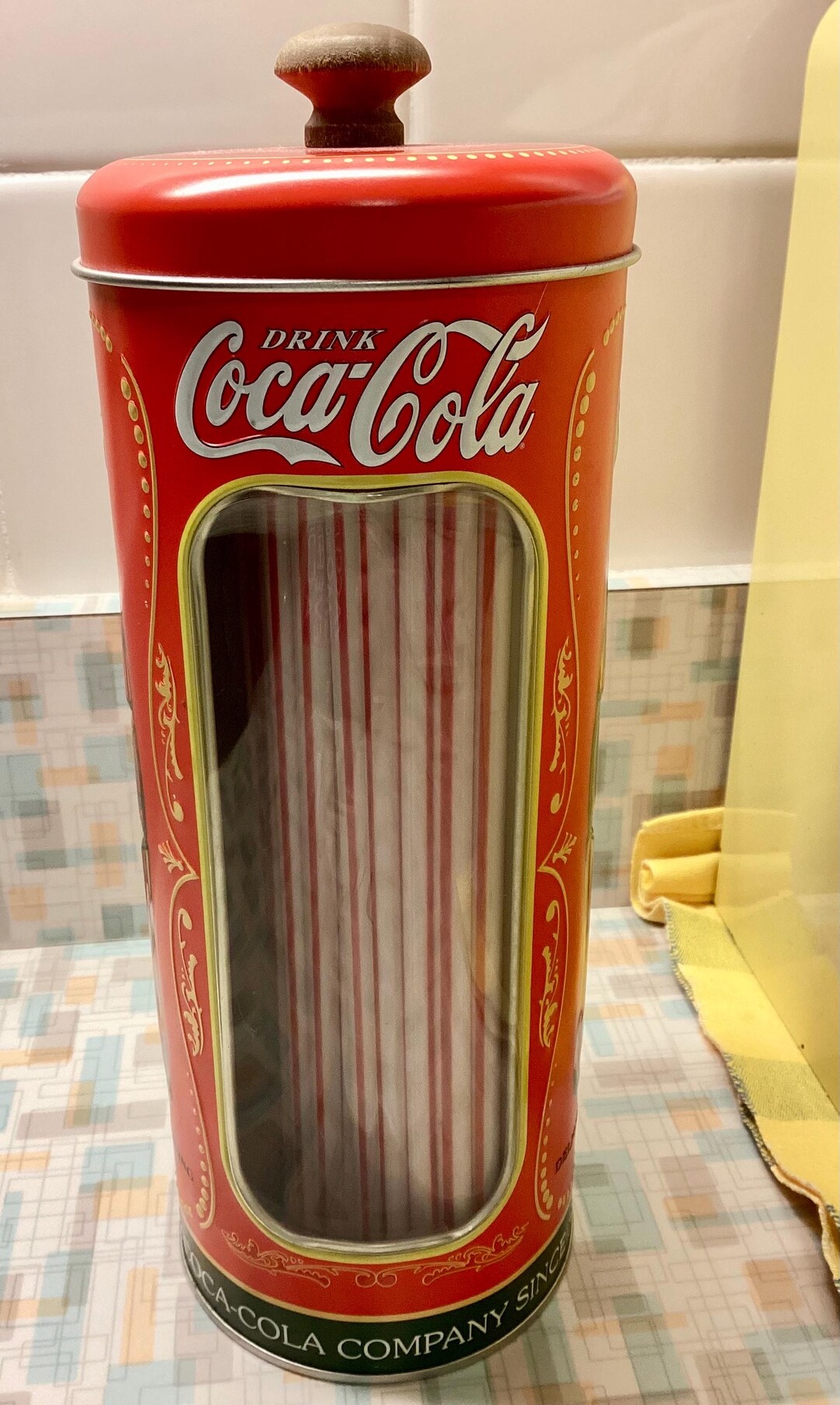 Coca-cola Tin Straw Holder With Straws Y2K - Etsy