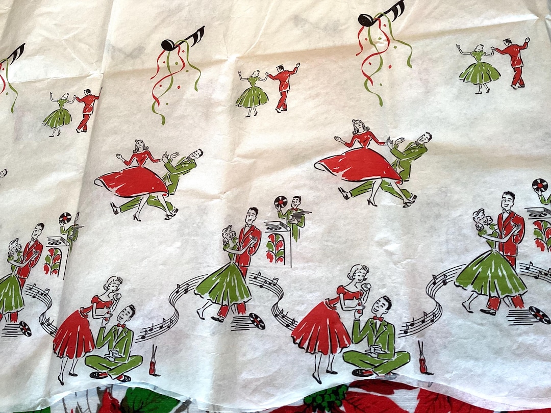 Vintage 1950s Party Paper Tablecloth Table Cover Holiday Record Hop - Etsy
