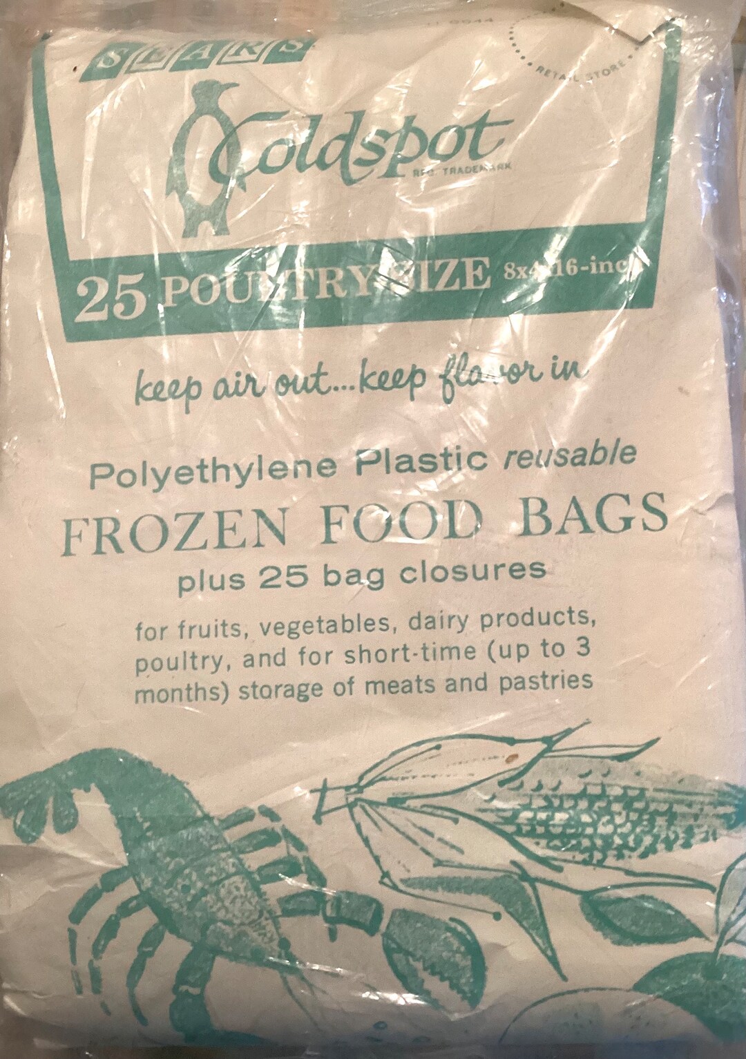 Deadstock Vintage Sears Frozen Food Bags 1950s 1960s New in Package - Etsy