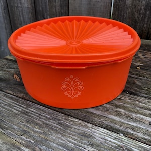 Vintage Orange Tupperware Container - Etsy