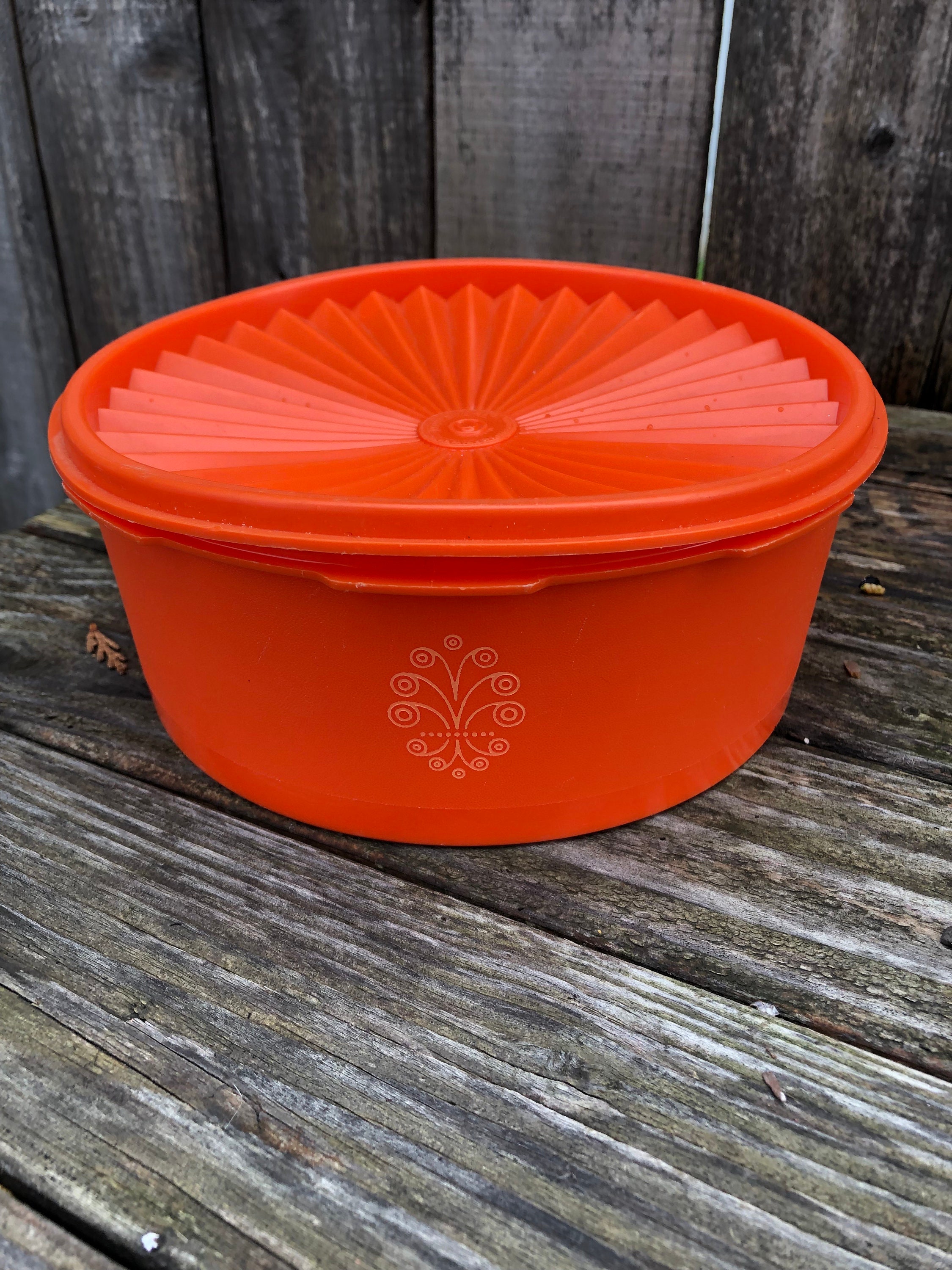Vintage Orange Tupperware Container - Etsy