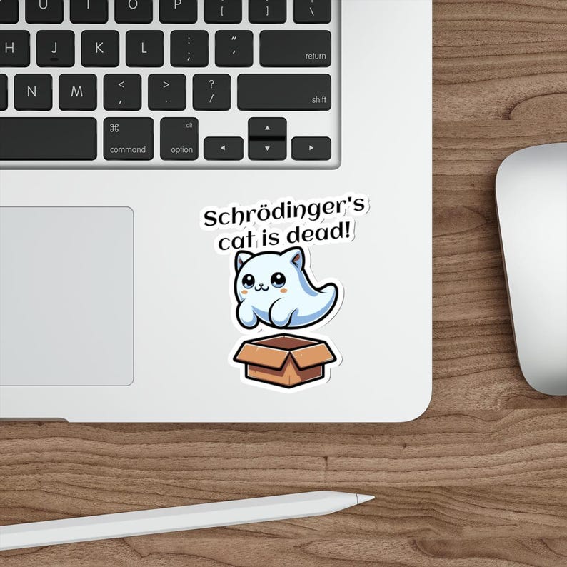 Schrödingers Cat Sticker, Cat in Box, Quantum Mechanics, Physics ...