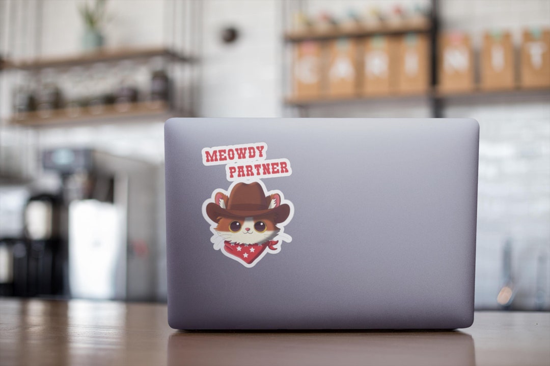 Meowdy Cat Sticker, Meowdy Partner, Cowboy Cat, Cute Kitten, Funny Meme ...