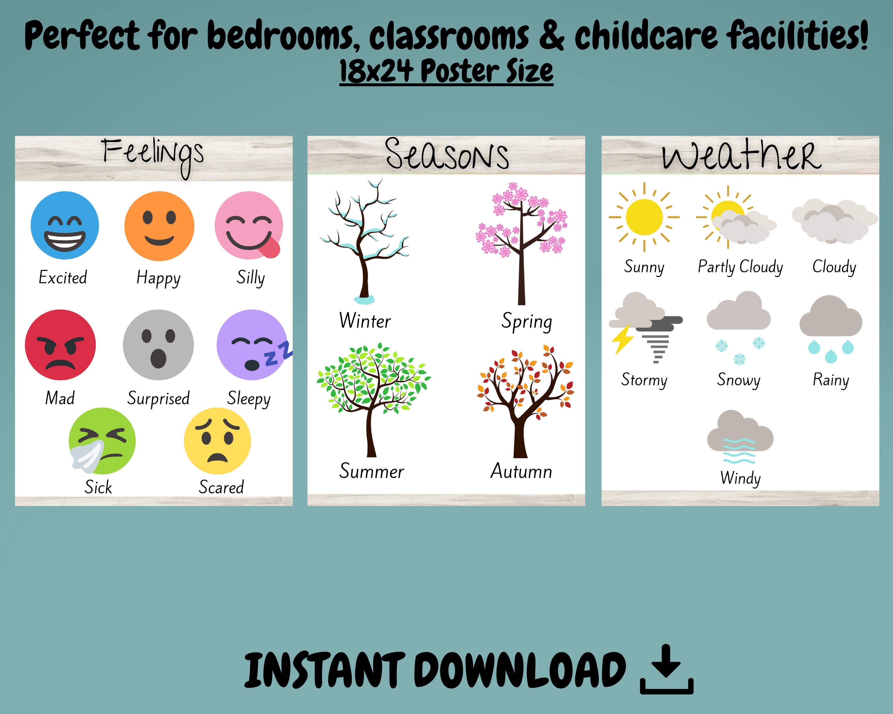 Montessori Educational Posters, Homeschool Playroom Learning Poster ...