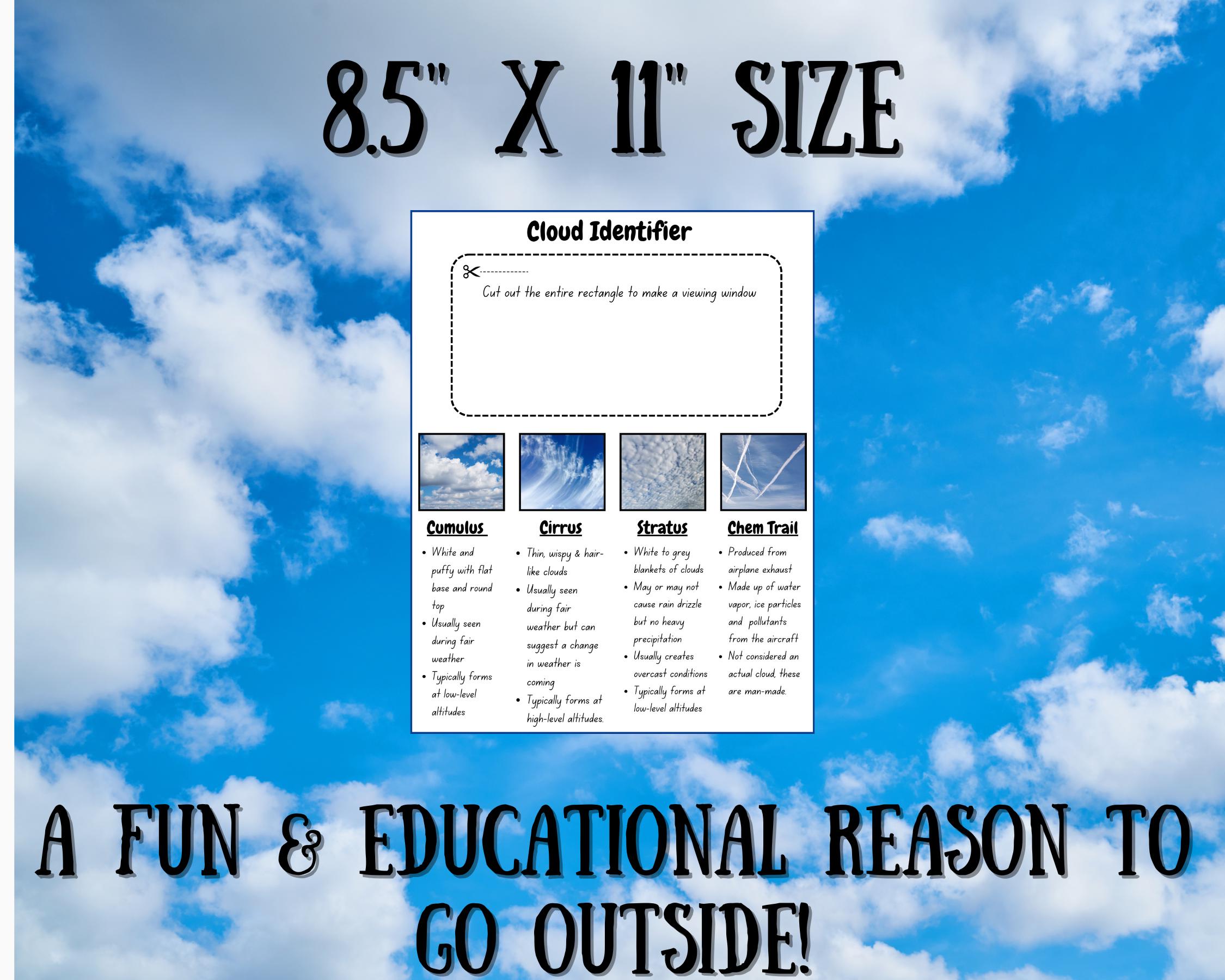 DIY Printable Cloud Identifier for Kids, Science Class Activity ...