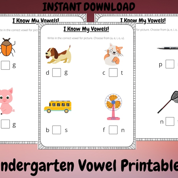 Cvc Vowel Worksheet - Etsy