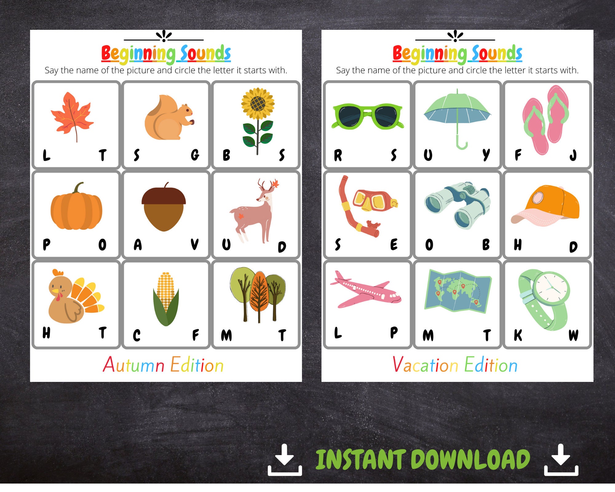 Beginning Sound Printable Worksheets, Preschool/kindergarten Phonics ...