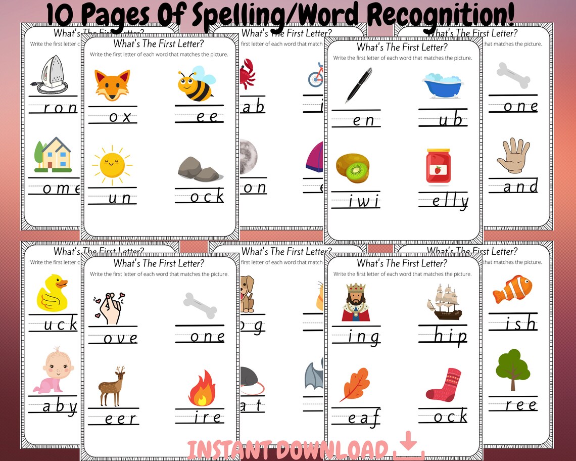 School Age Phonics Activity, Kindergarten Beginning Sounds Printable ...