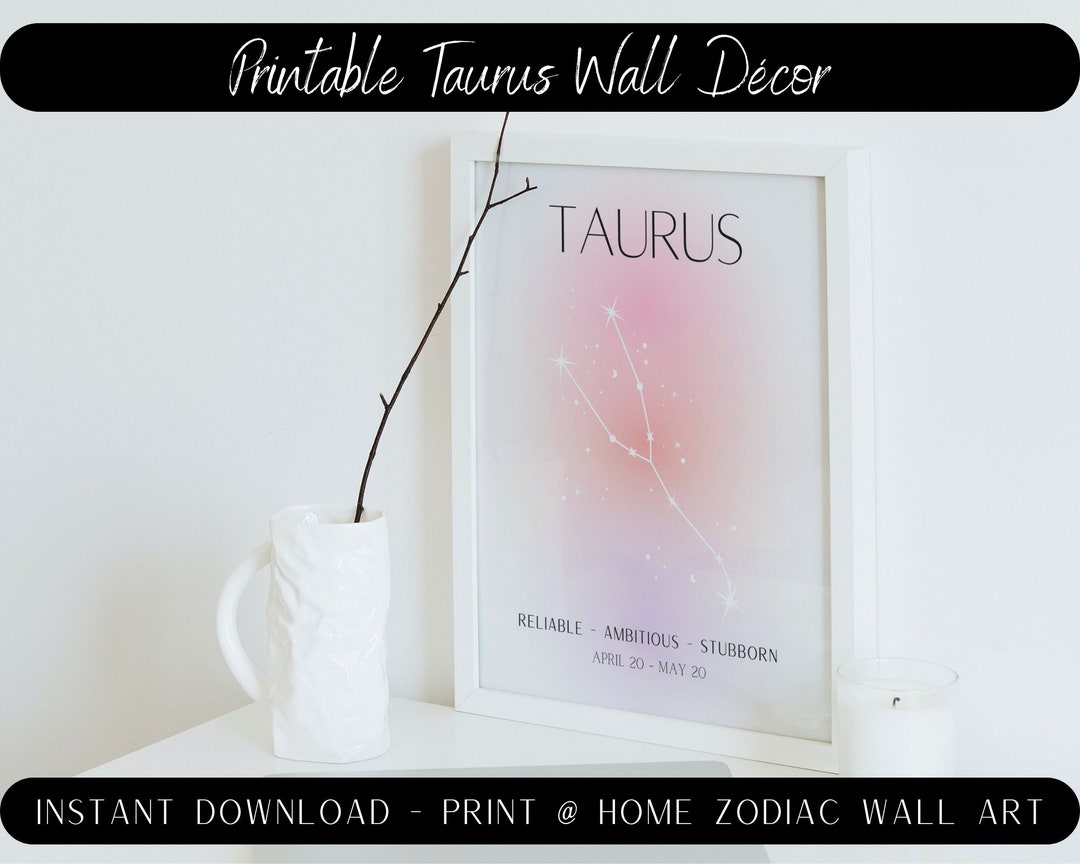 Taurus Sun Sign Instant Download Print Zodiac Wall Décor - Etsy