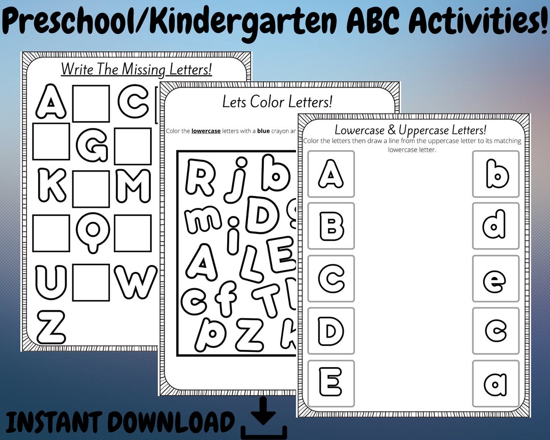 Kindergarten Alphabet Activity, Preschool ABC Worksheets, Homeschool ...