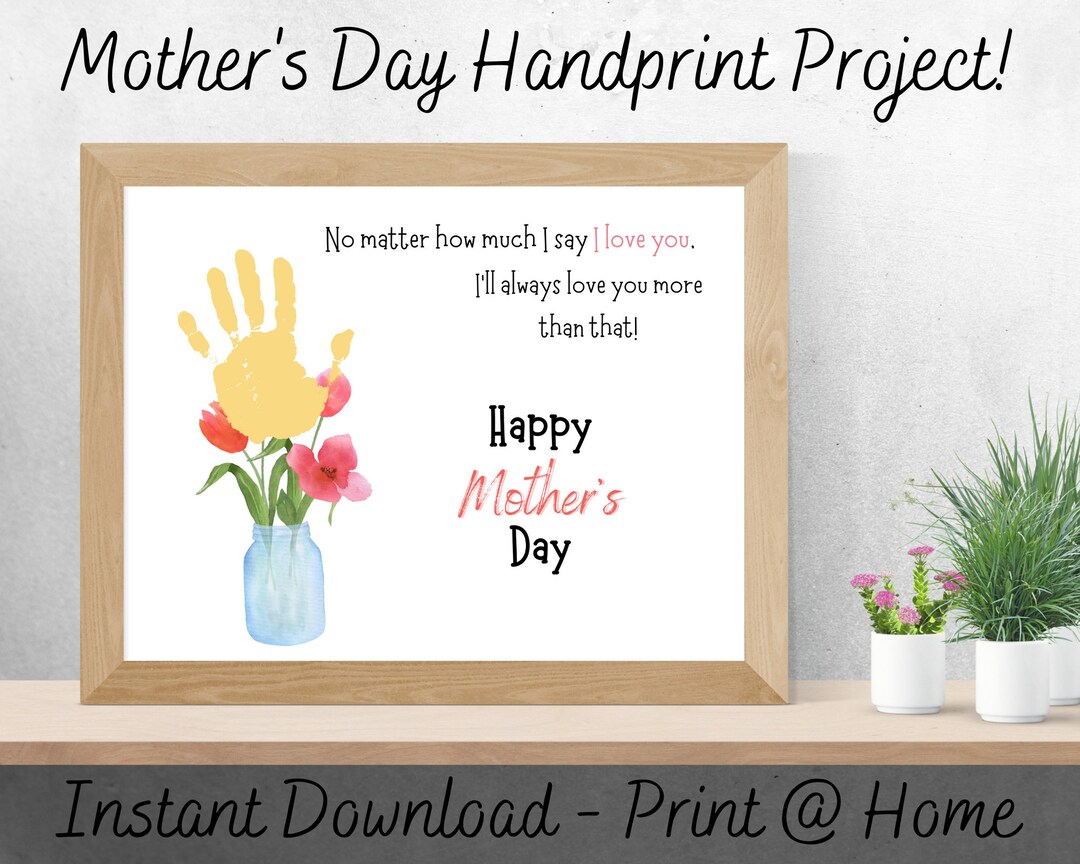 Mother's Day Printable Handprint Craft, Mother's Day Handprint Art ...
