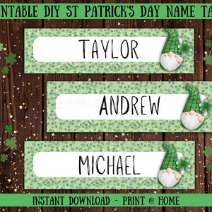 DIY St Patricks Day Name Tag, Printable Name Tags, Green Cubby Labels ...