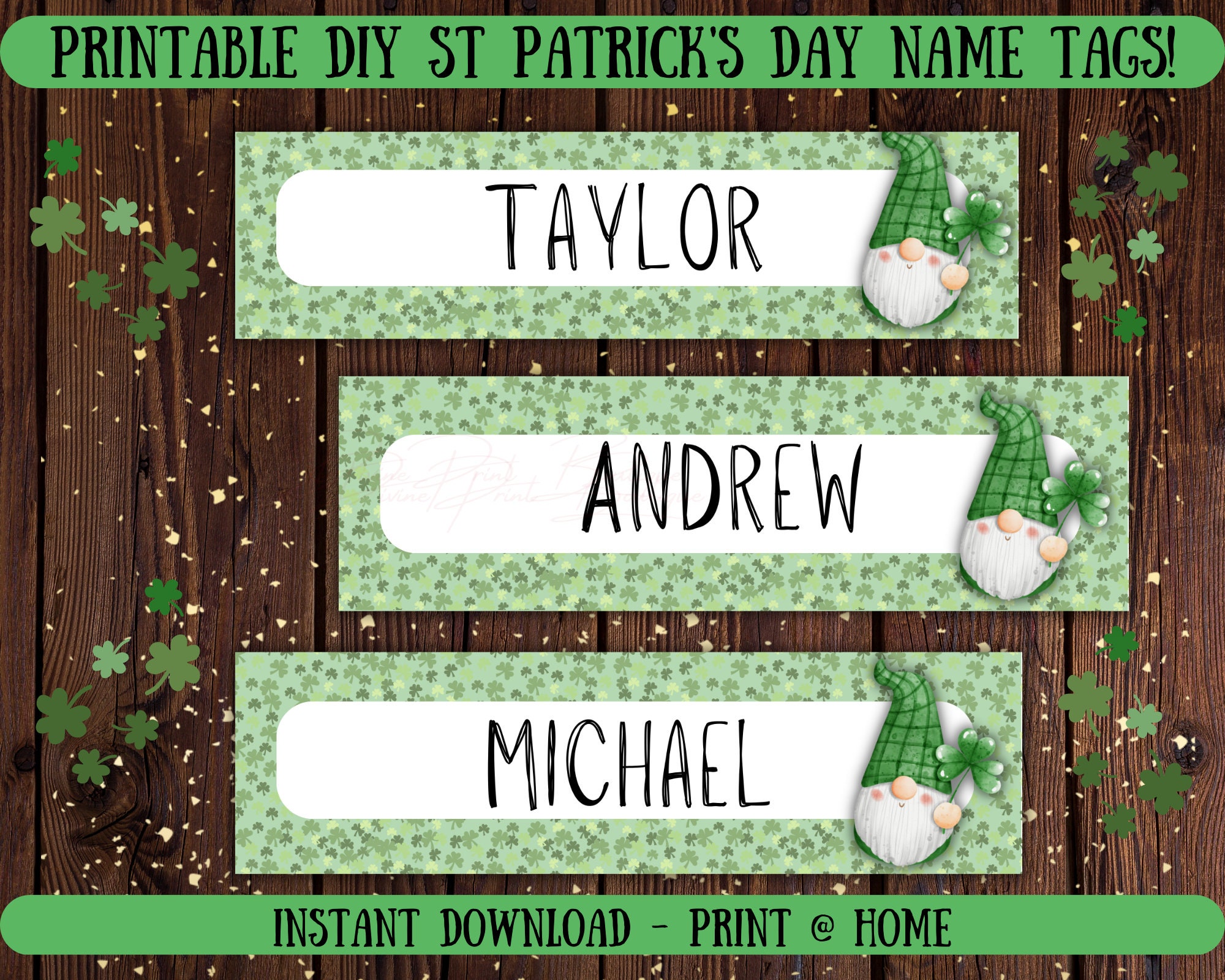 DIY St Patricks Day Name Tag, Printable Name Tags, Green Cubby Labels ...