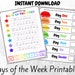 Preschool Days of the Week Worksheets, Kindergarten Days/week Practice ...