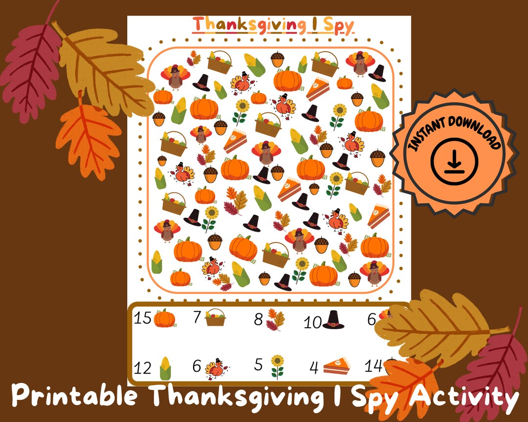 School-aged Thanksgiving I Spy Game, Homeschool Thanksgiving Activity ...