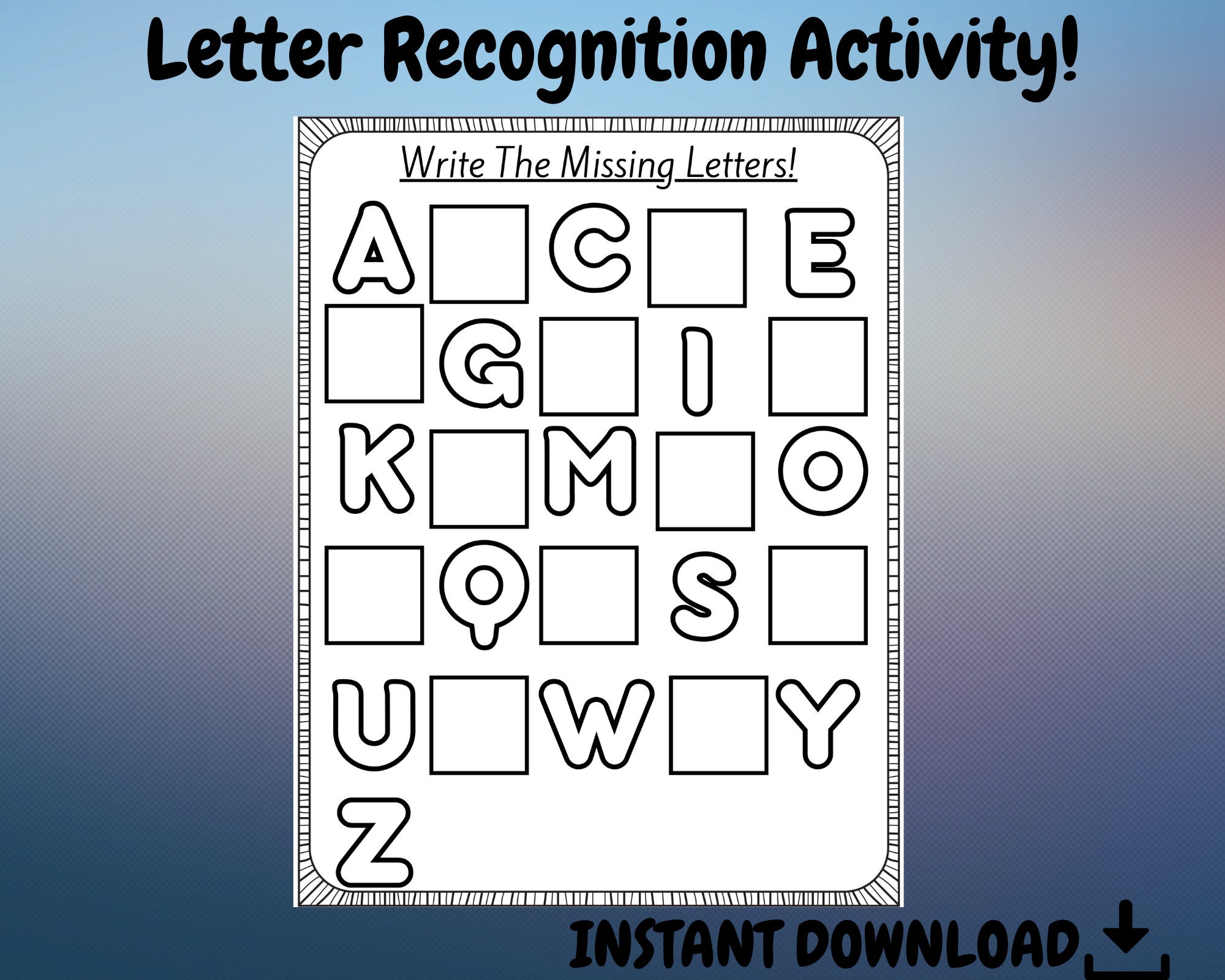 Kindergarten Alphabet Activity, Preschool ABC Worksheets, Homeschool ...