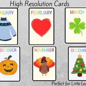 Months of the Year Flashcards, Pre-k Flashcard Activity, Homeschool ...