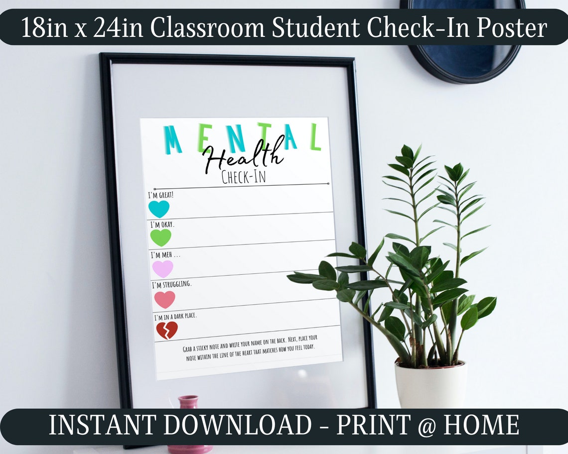 Mental Health Check in Poster | Daily Check in | Mental Health ...
