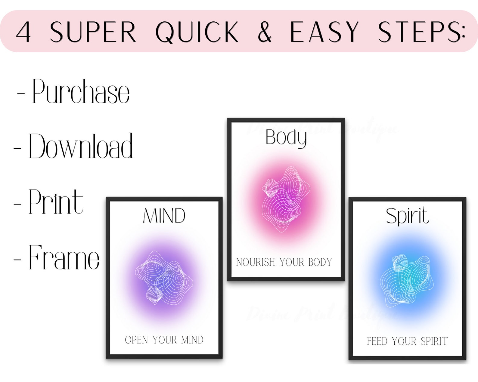 Printable Mind Body Spirit Wall Decor, Instant Print Art, Printable ...