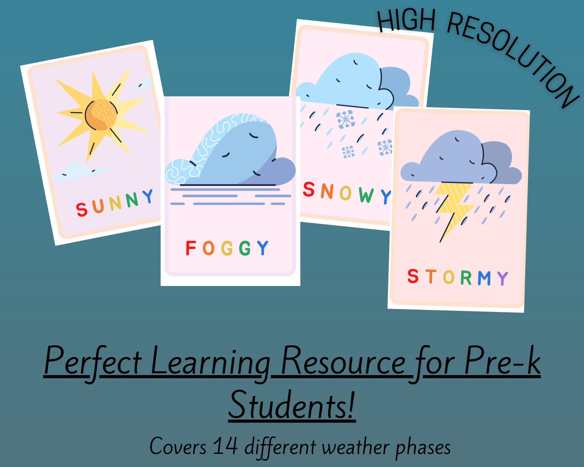 14 Pre-k Weather Flash Cards | Homeschool Printable Activity ...