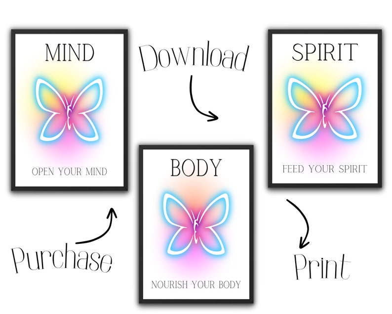 Printable Mind Body Spirit Wall Decor, Instant Print Art, Printable ...