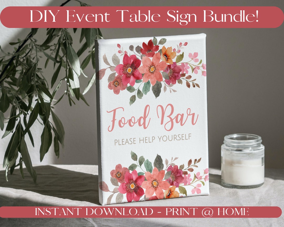 Watercolor Flower Table Sign Bundle Bridal Shower Baby Shower - Etsy
