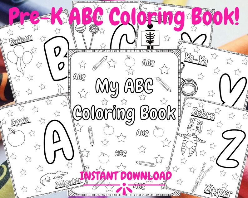 Alphabet Coloring Book Printable, Downloadable Phonics Activity, Pre-k ...