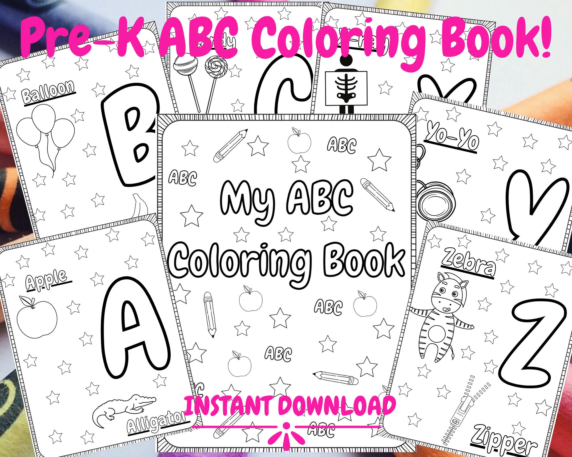 Alphabet Coloring Book Printable, Downloadable Phonics Activity, Pre-k ...