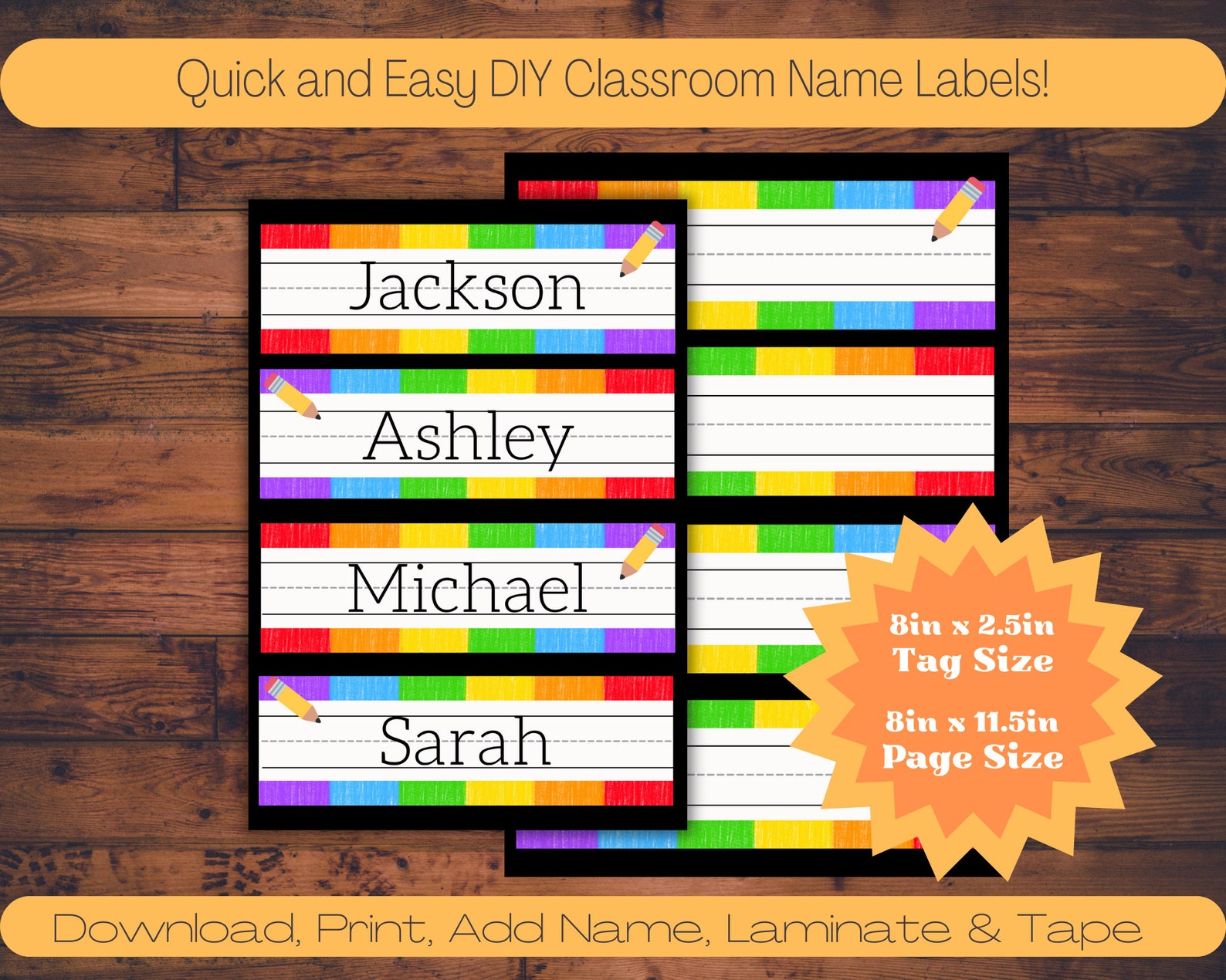 Desk Name Labels, Classroom Name Labels, Cubby Label, Name Tags, Back ...