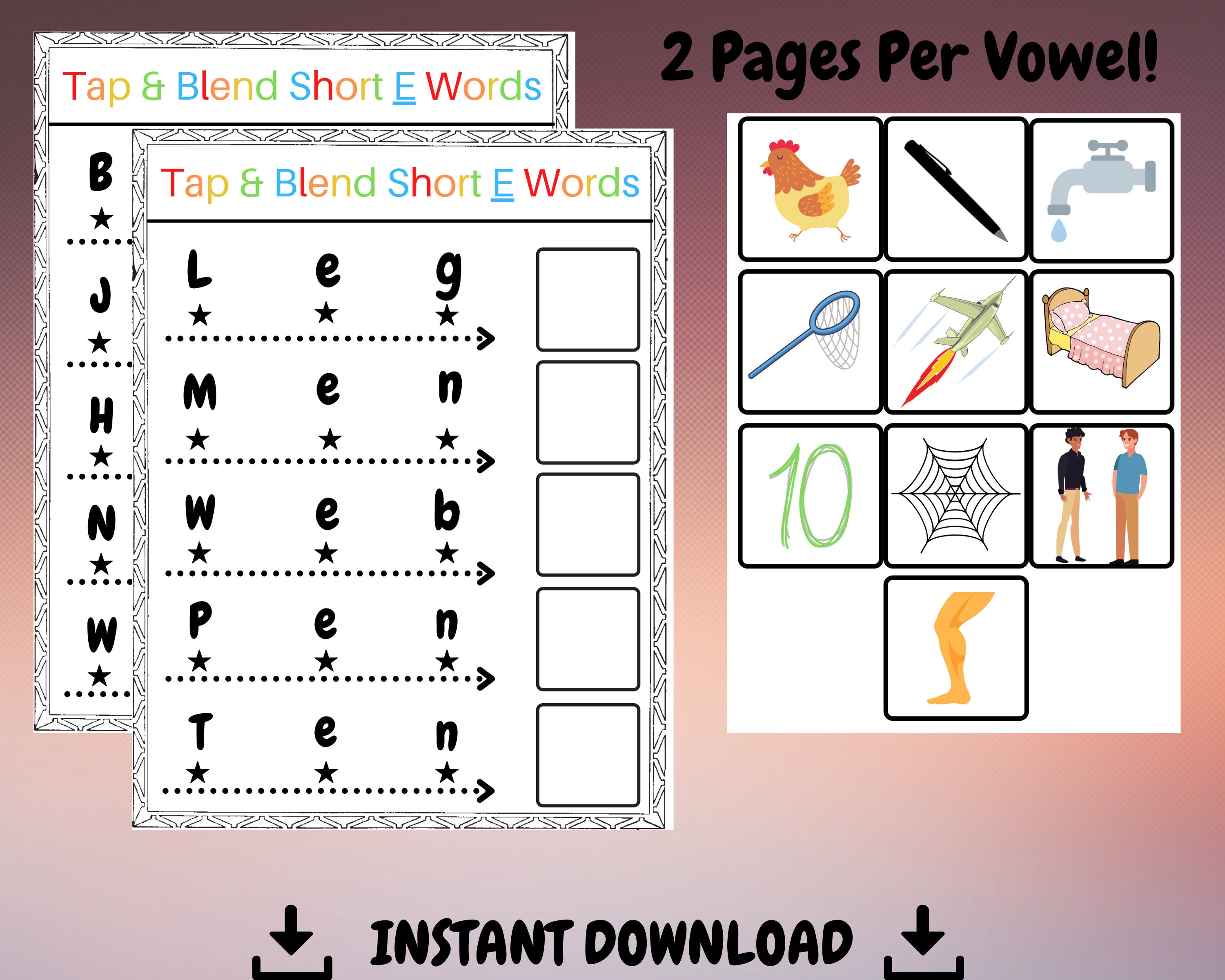 Kindergarten Tap & Blend Printable Activity, School Age Printables ...