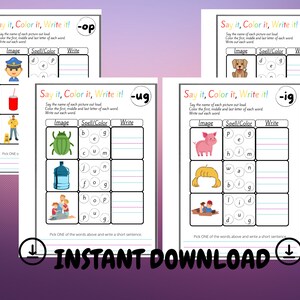 Preschool/kindergarten CVC Phonics Activity, Pre-k Reading Printable ...