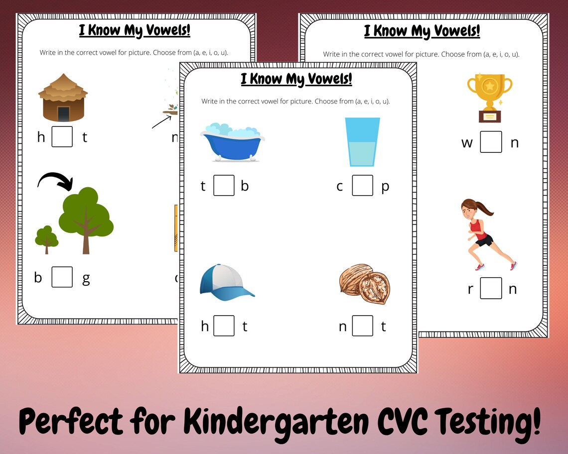 Kindergarten CVC Vowel Worksheets, Preschool ELA, Homeschool Phonics ...