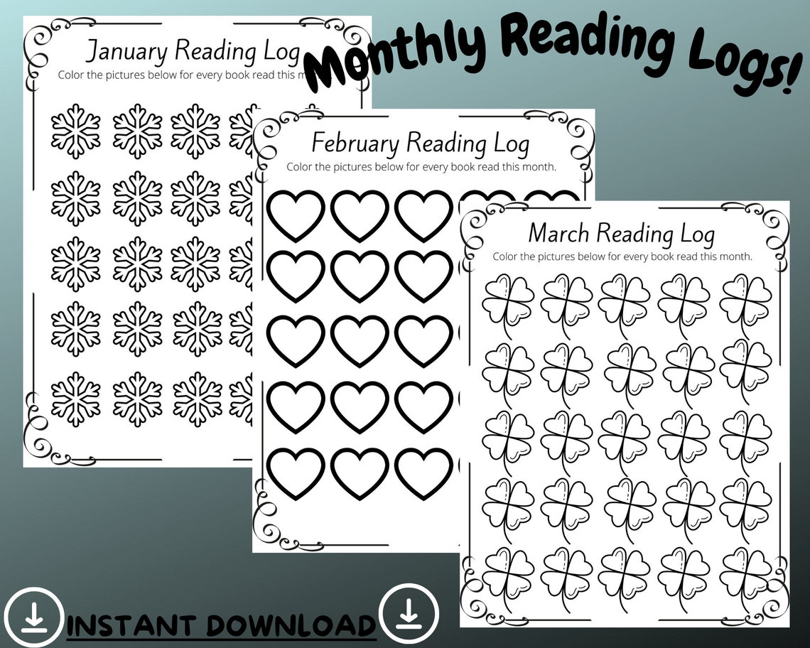 Printable Monthly Reading Logs, ELA Reading Tracker, Kindergarten ...