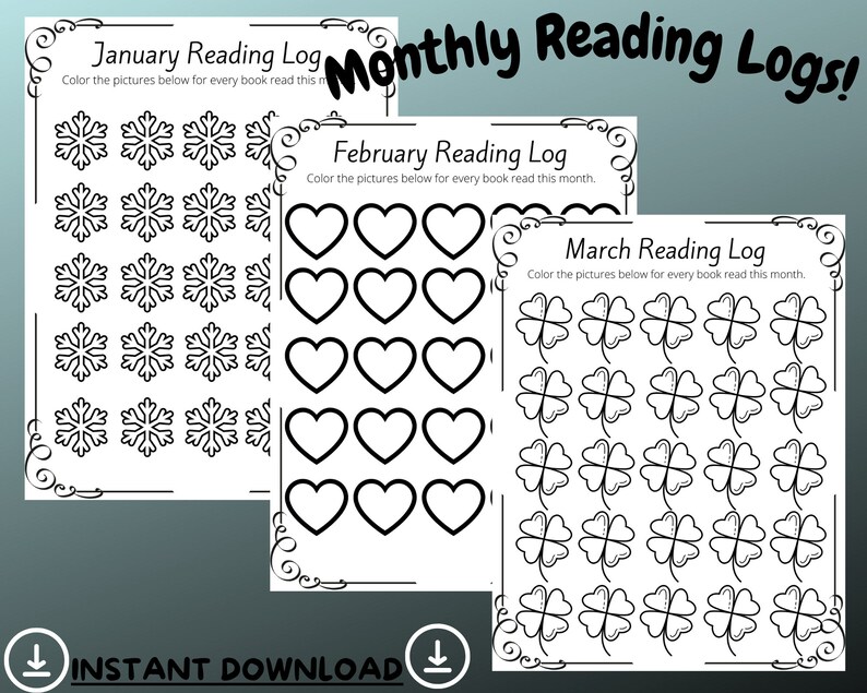 Printable Monthly Reading Logs, ELA Reading Tracker, Kindergarten ...