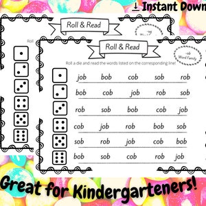 Kindergarten Roll & Read, Preschool Word Families, Phonics, ELA, Word ...